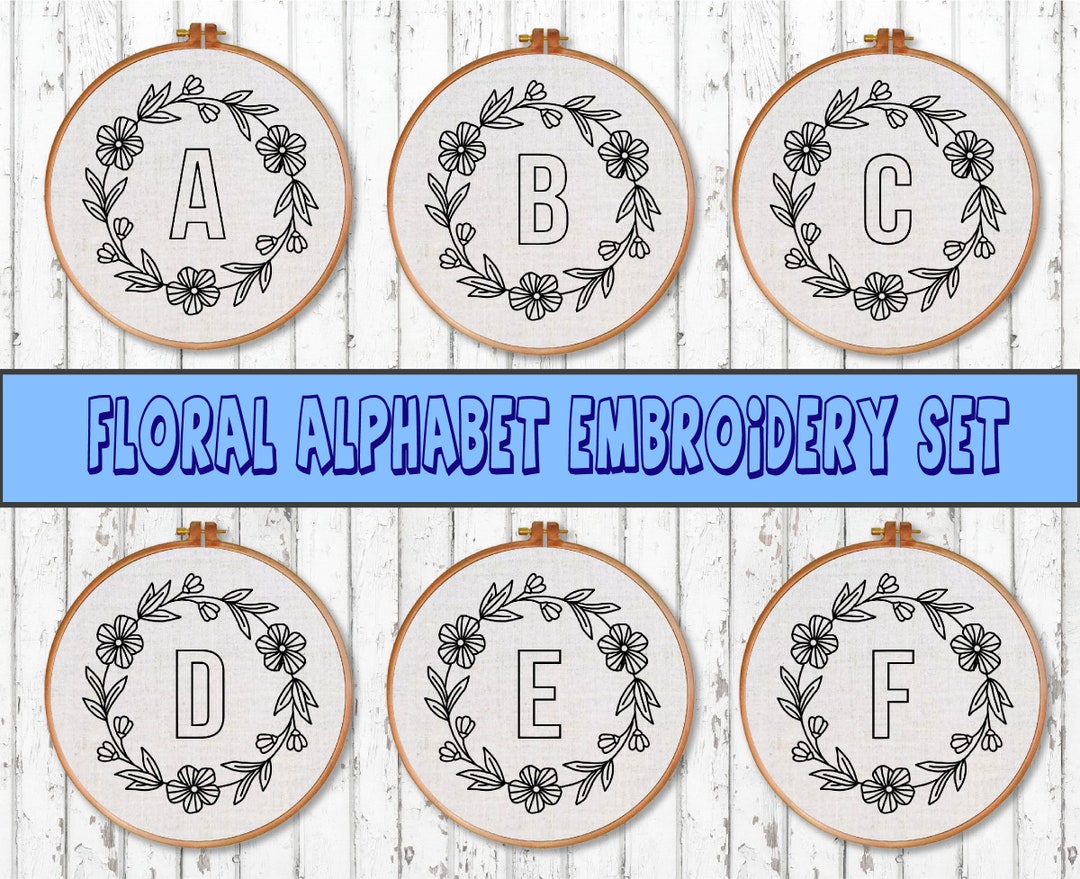 Flower Alphabet Embroidery Set Alphabet Embroidery Pattern - Etsy