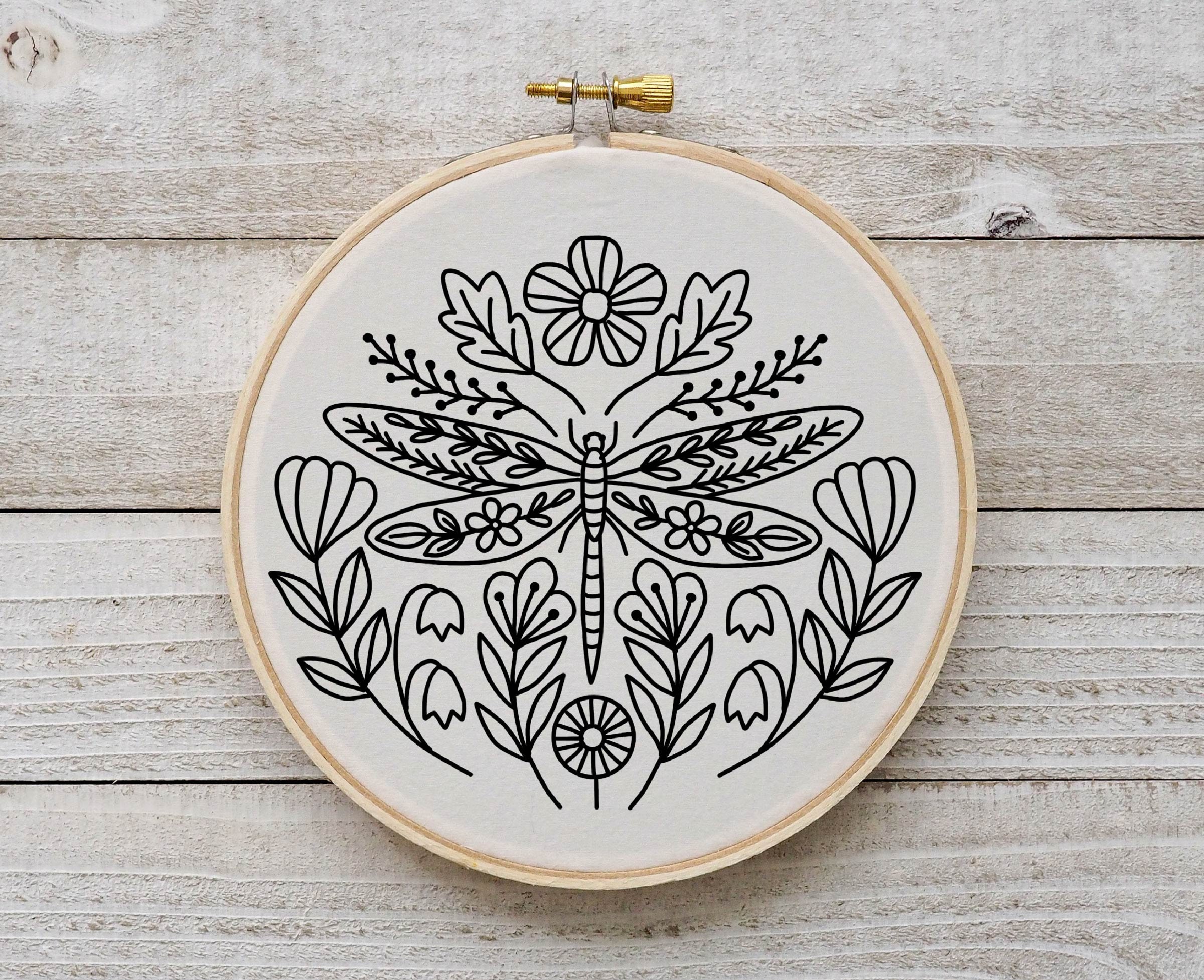 Dragonfly Embroidery Pattern Flower Dragonfly Embroidery Pattern Flower ...