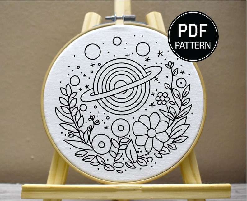 Flowers Planet Embroidery Pattern Celestial Flowers Embroidery ...