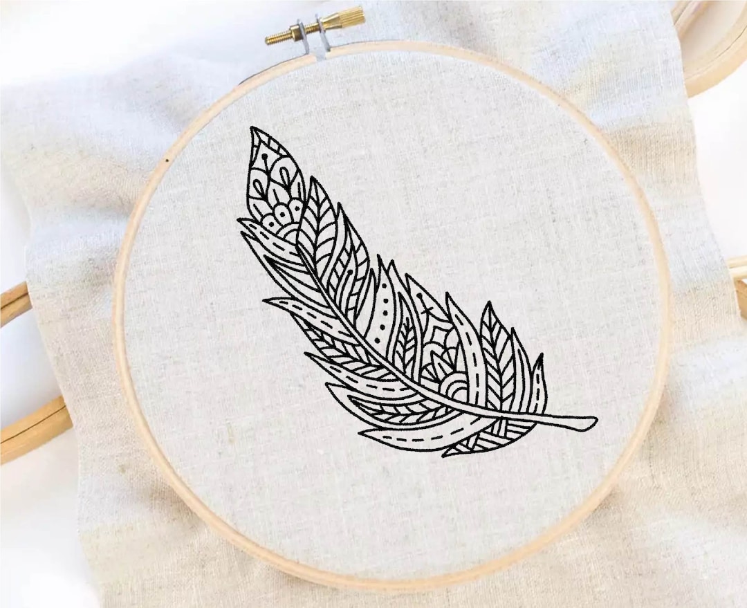 Feather Embroidery Pattern Feather Art Embroidery Sampler Hand ...