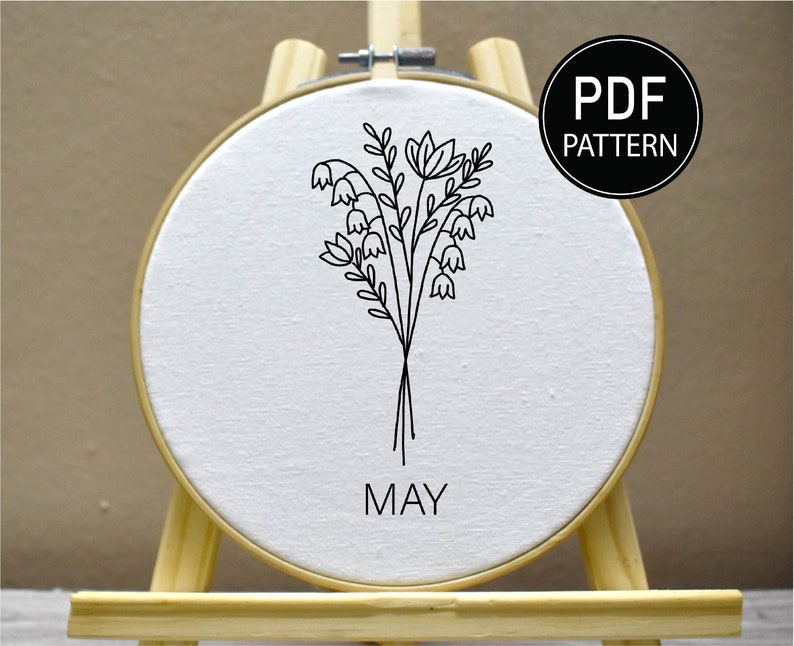 Birth Month Flower Embroidery Pattern May Flower Embroidery - Etsy