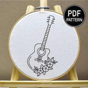 Guitar Embroidery Pattern Music Embroidery Musical Instrument ...
