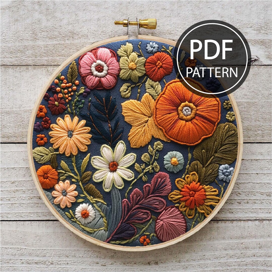 Flower Embroidery Pattern Flower Bouquet Embroidery Floral Embroidery ...