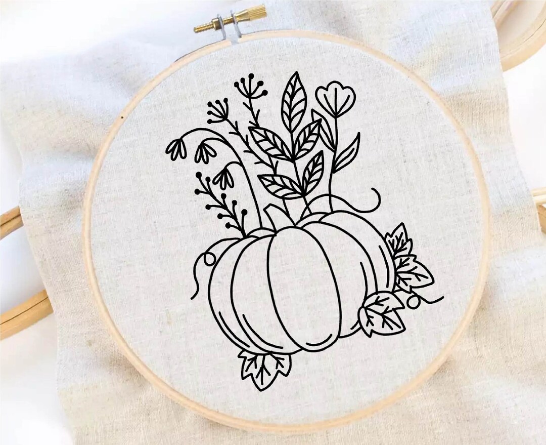 Pumpkin Flower Embroidery Pattern Pumpkin Embroidery Pattern Autumn ...