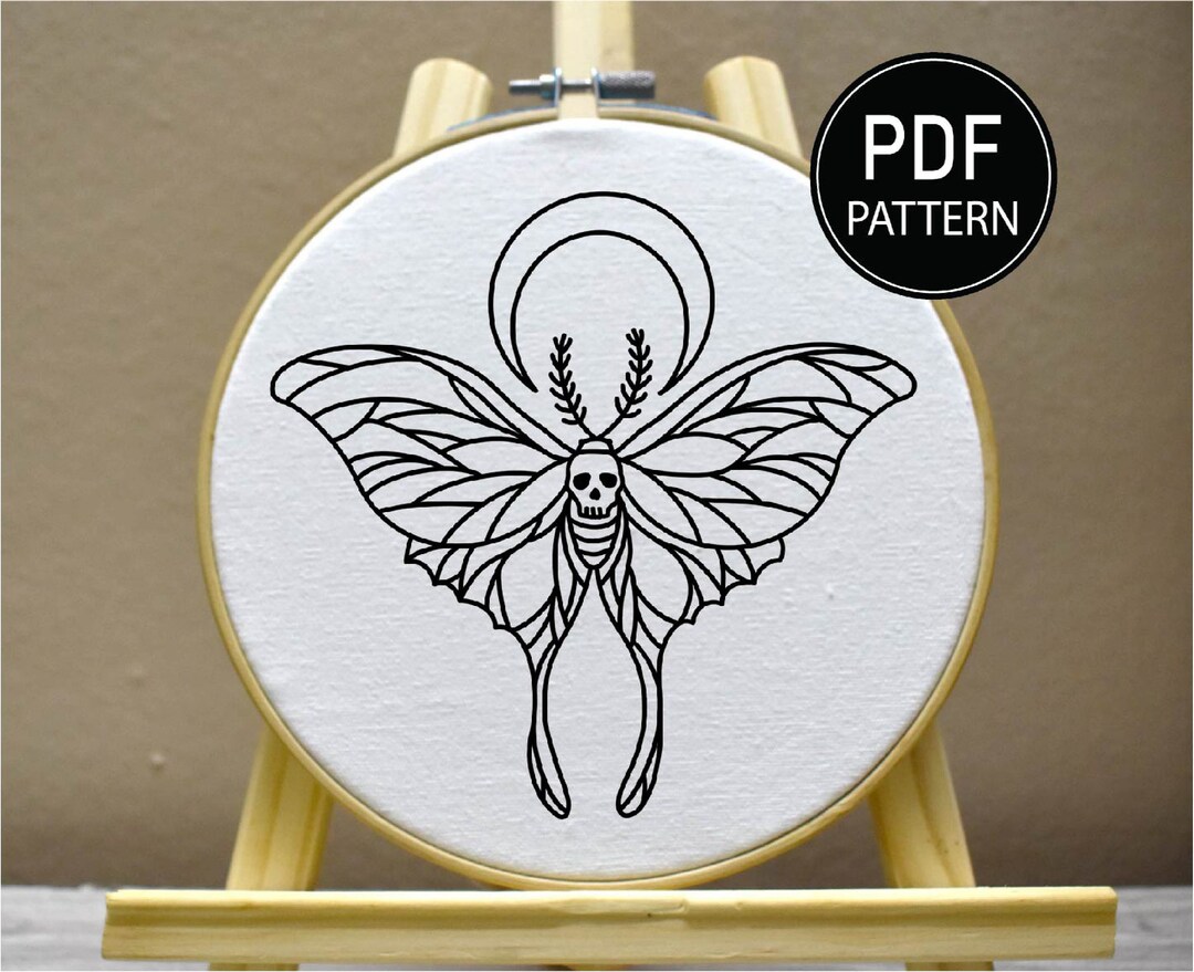 Moth Embroidery Pattern Death Head Moth Embroidery Pattern Insect ...