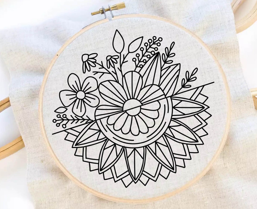Flower Mandala Embroidery Pattern Mandala Art Embroidery Pattern Floral ...