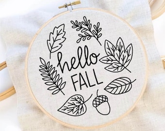 Hello Fall Embroidery Pattern - Etsy
