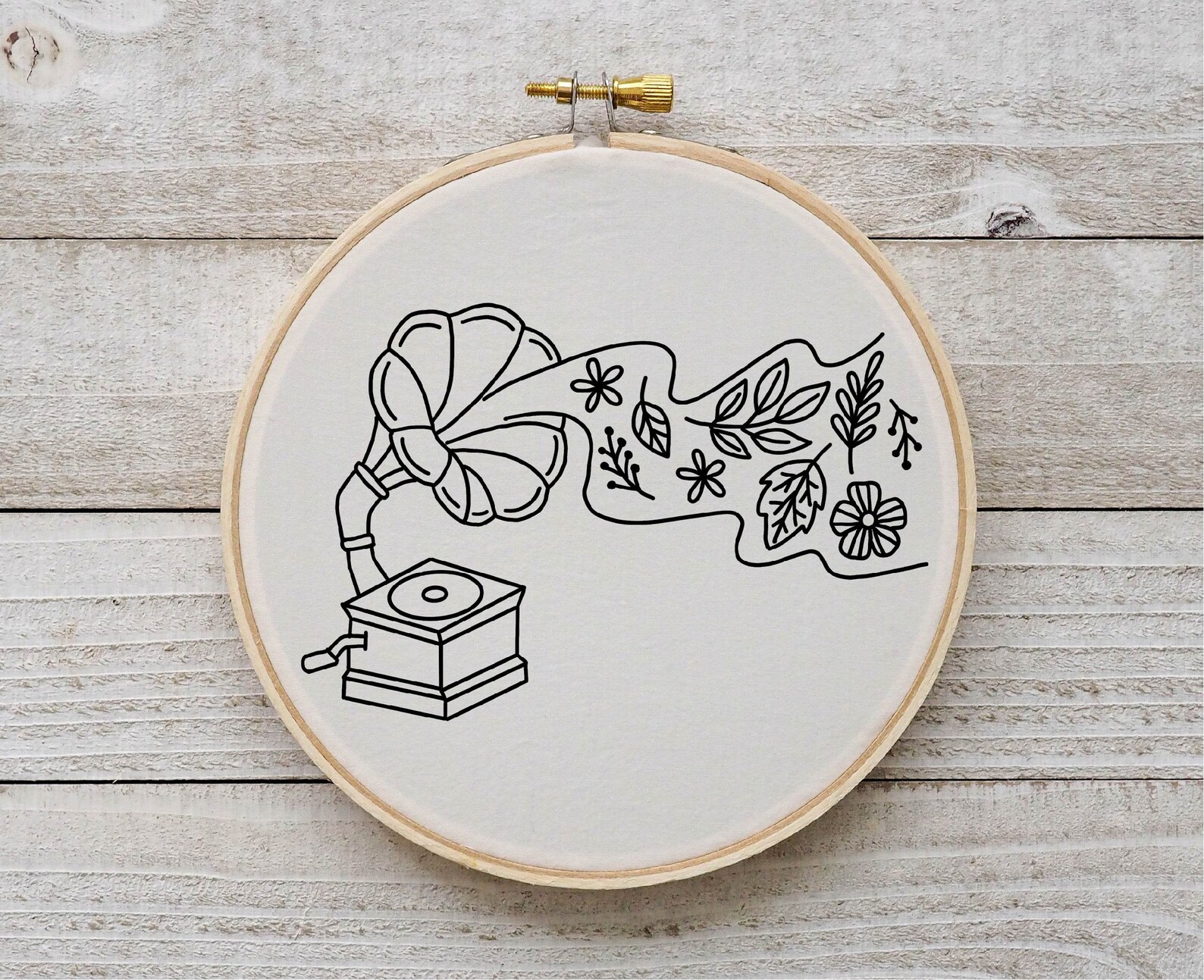 Phonograph Embroidery Pattern Gramophone Flower Embroidery - Etsy