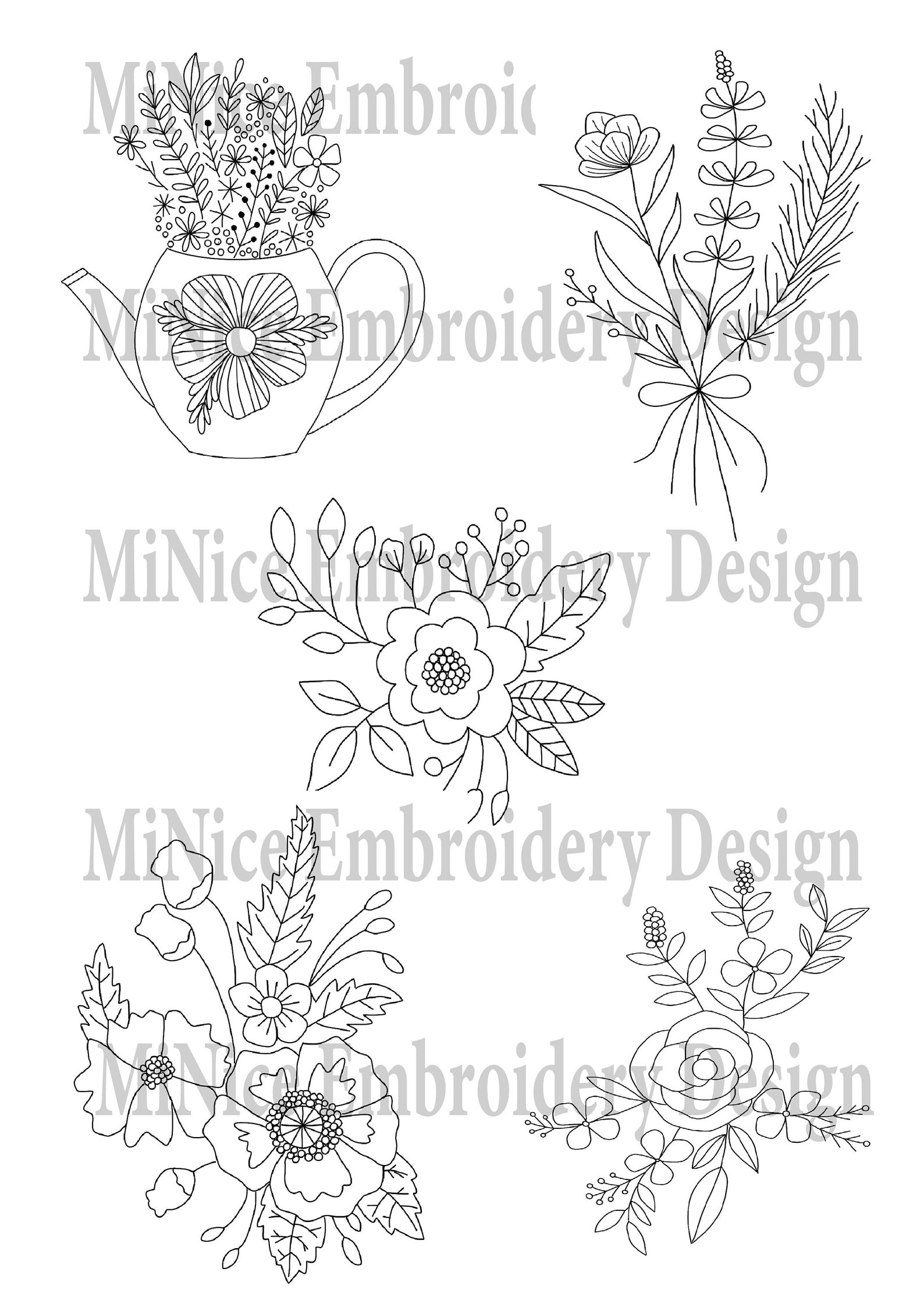 Bundle Set of Hand Embroidery Pattern Design Embroidery Set - Etsy