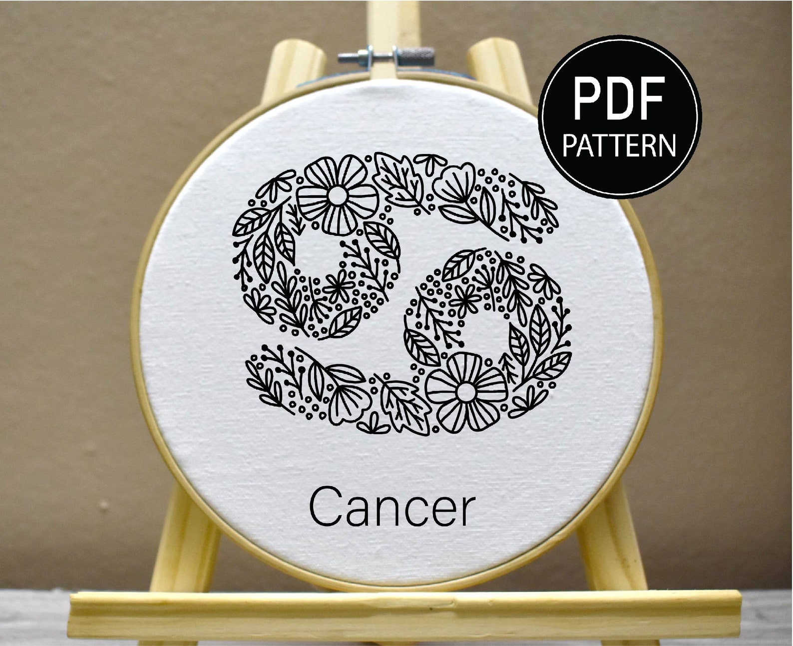 Cancer Embroidery Pattern Zodiac Embroidery Flower Zodiac Hand - Etsy