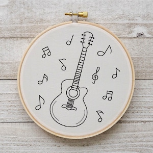 Guitar Embroidery Pattern Music Embroidery Musical Instrument ...