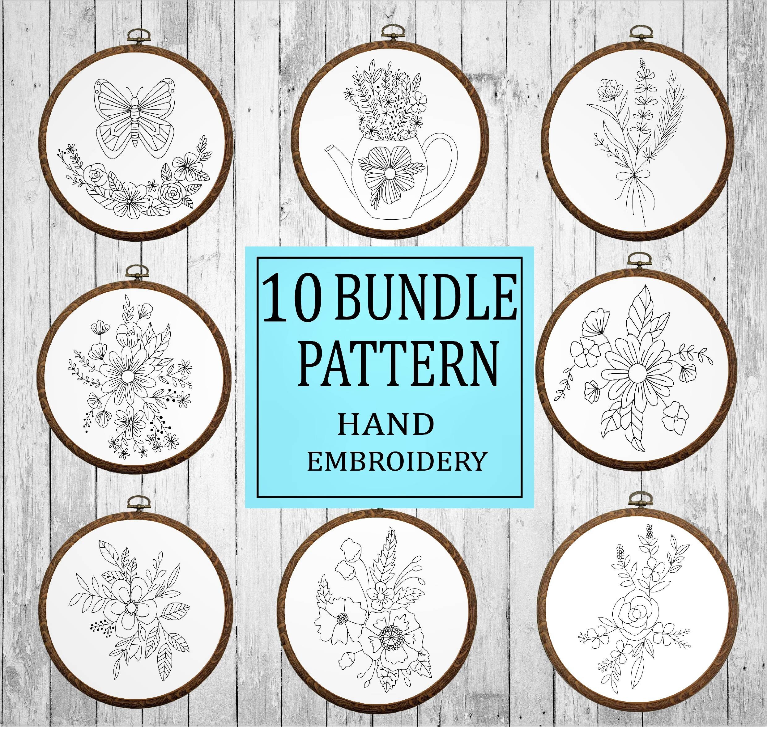 Bundle Set of Hand Embroidery Pattern Design Embroidery Set - Etsy