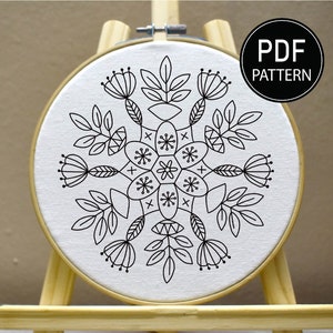 Folk Art Flower Hand Embroidery Pattern Flower Embroidery Pattern Folk ...