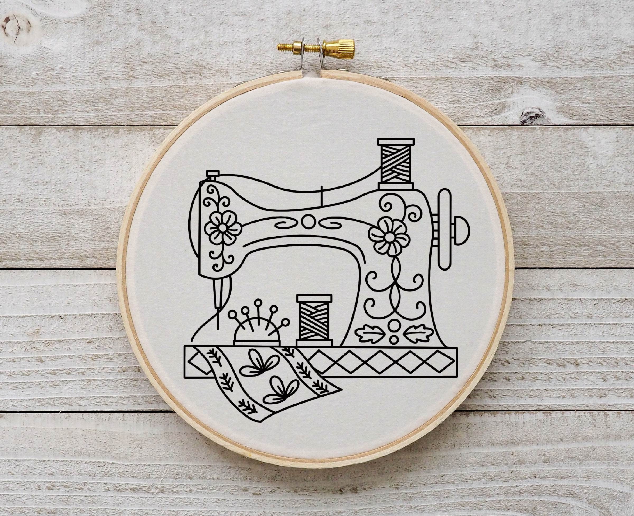 Vintage Sewing Machine Embroidery Pattern Sewing Kit Embroidery Sewing ...