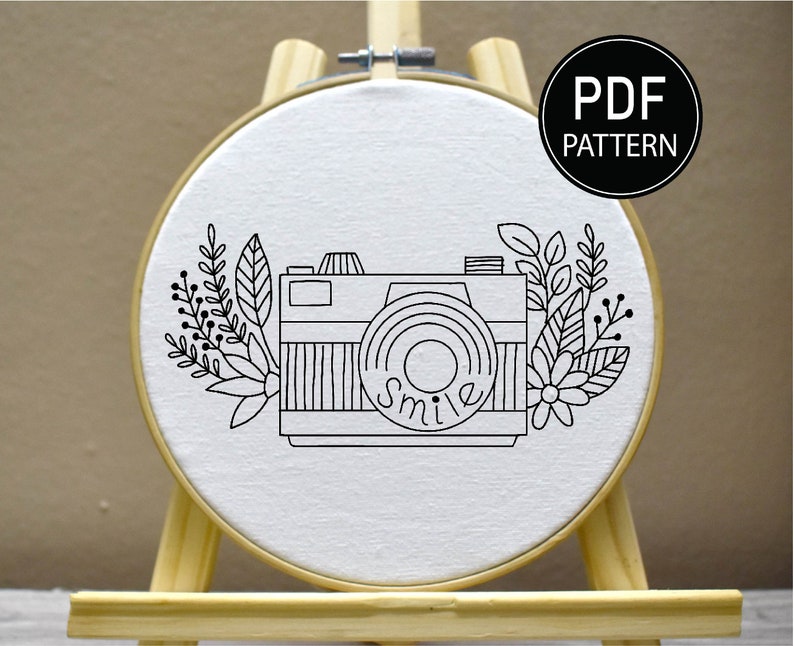 Smile Camera Embroidery Pattern Words Embroidery Pattern - Etsy