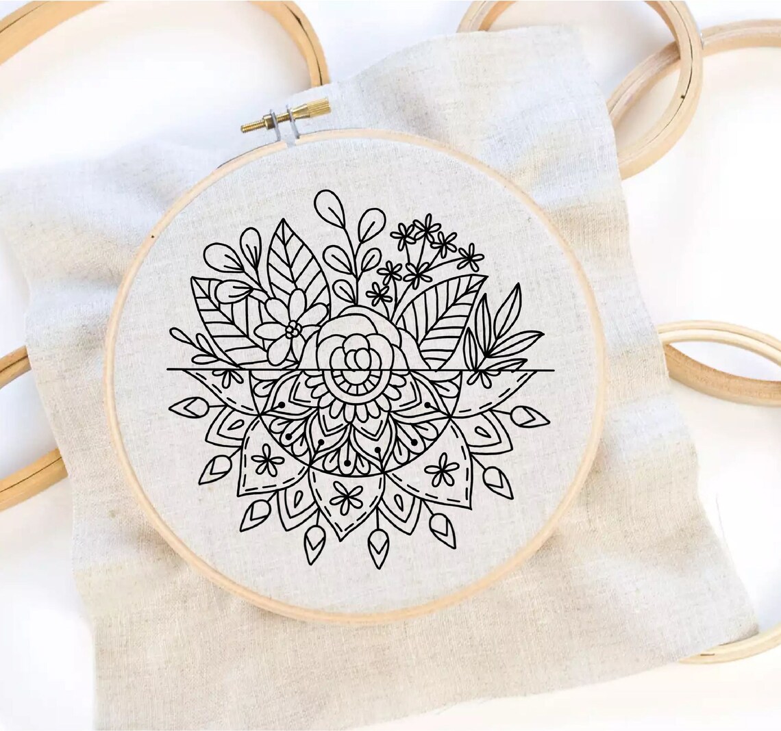 Mandala Flower Embroidery Pattern Mandala Hand Embroidery - Etsy