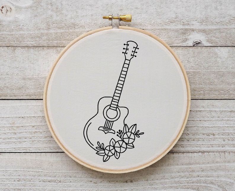 Guitar Embroidery Pattern Music Embroidery Musical Instrument - Etsy