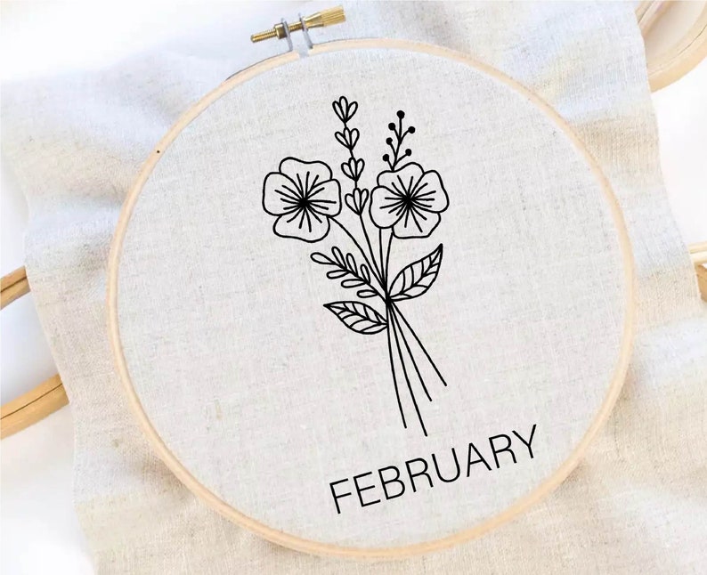 Birth Month Flower Embroidery Pattern February Flower - Etsy