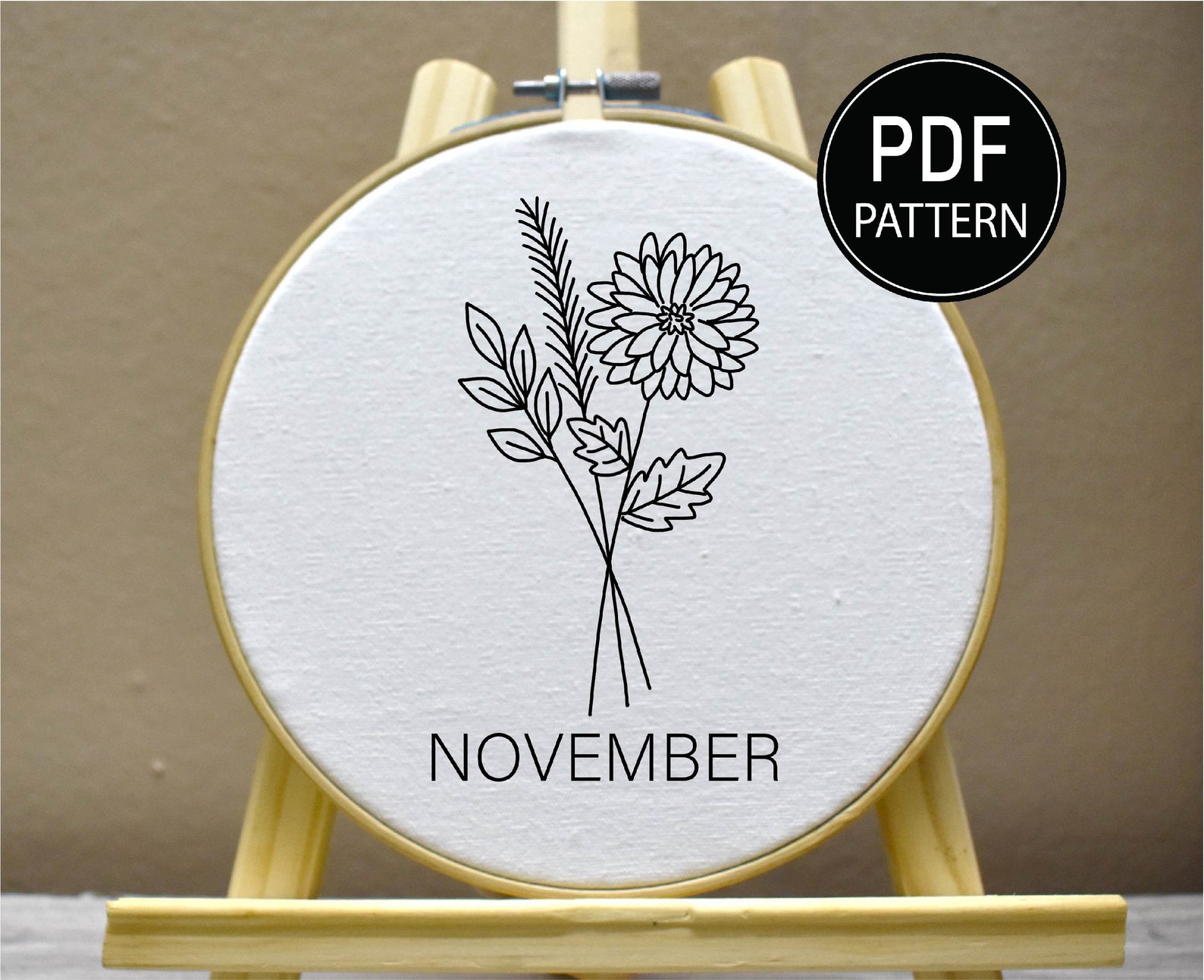 Birth Month Flower Embroidery Pattern November Flower Embroidery ...