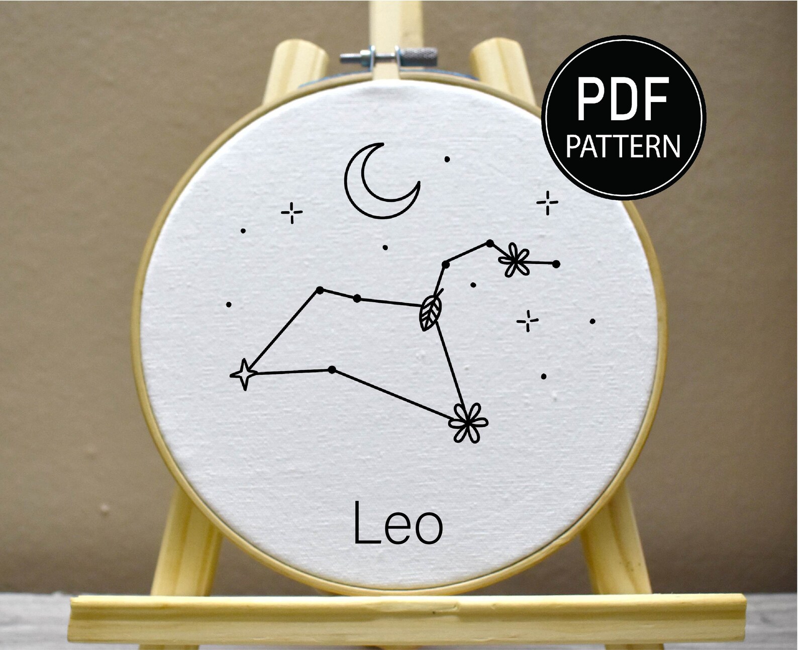 Leo Embroidery Pattern Zodiac Embroidery Flower Zodiac Sign - Etsy