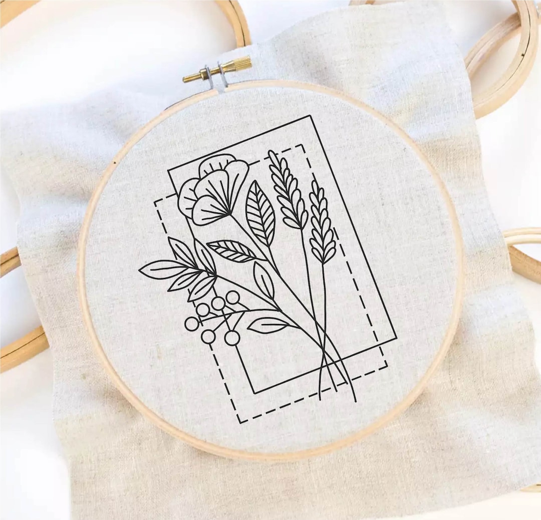 Flower Embroidery Pattern Flower Frame Embroidery Bouquet Pattern ...