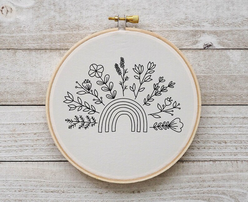 Rainbow Flowers Embroidery Pattern Rainbow Embroidery Pattern - Etsy