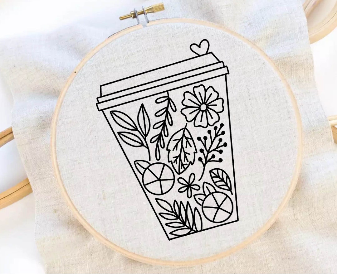 Coffee Flower Embroidery Pattern Coffee Addict Hand Embroidery Coffe ...