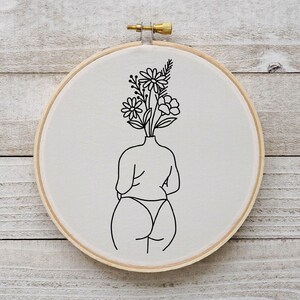 Feminist Embroidery Pattern Body Flower Embroidery Body Posivity Hand ...