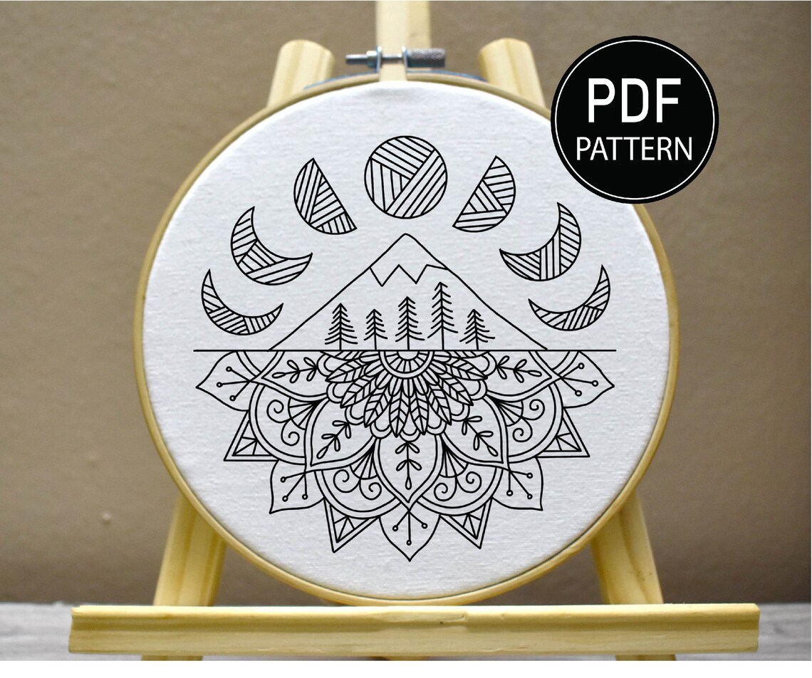 Lunar Phases Mandala Embroidery Pattern Moon Phases Embroidery - Etsy