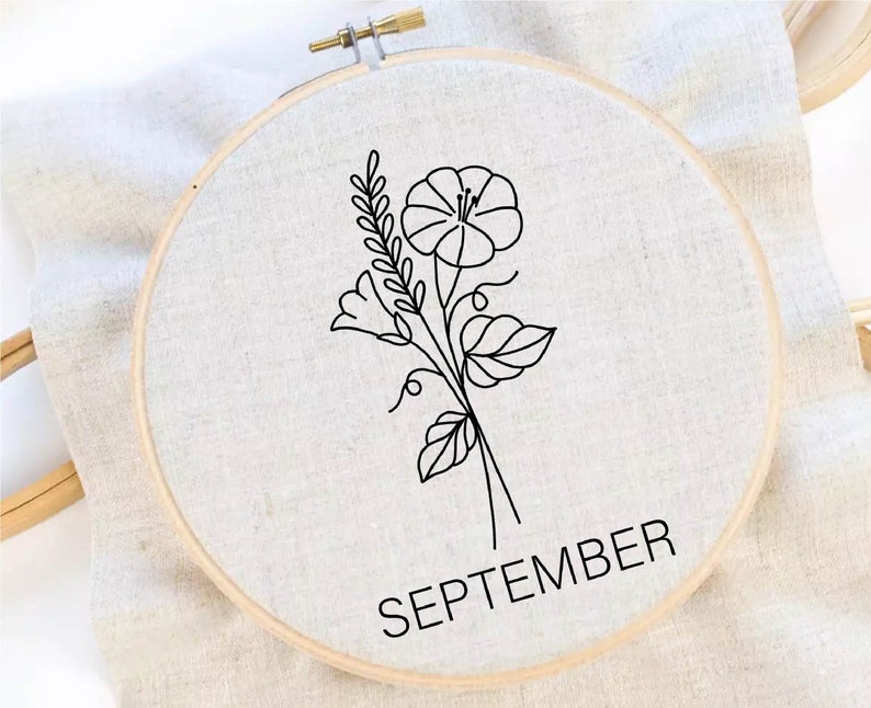 Birth Month Flower Embroidery Pattern September Flower - Etsy