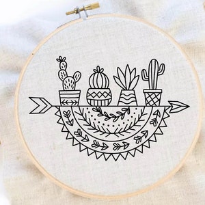 Cactus Embroidery Pattern Boho Embroidery Succulant Embroidery Pattern ...
