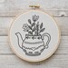 Flower Tea Pot Embroidery Pattern Bouquet Hand Embroidery Tea - Etsy