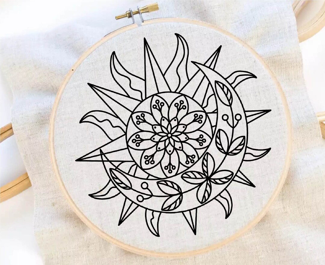 Sun Moon Embroidery Pattern Moon Embroidery Celestial Embroidery ...