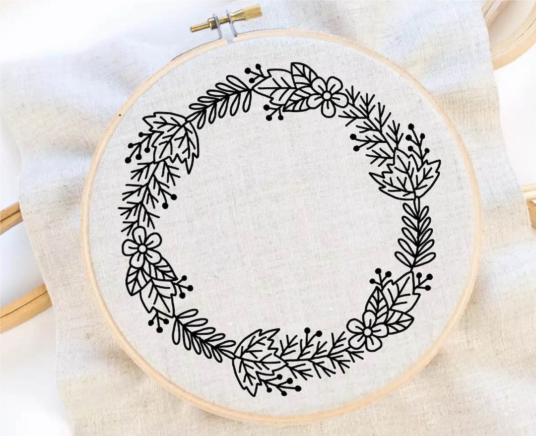 Flower Wreath Embroidery Pattern Flower Pattern Hand Embroidery Pattern ...