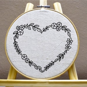 Love Wreath Hand Embroidery Pattern Love Embroidery Valentine Hand ...