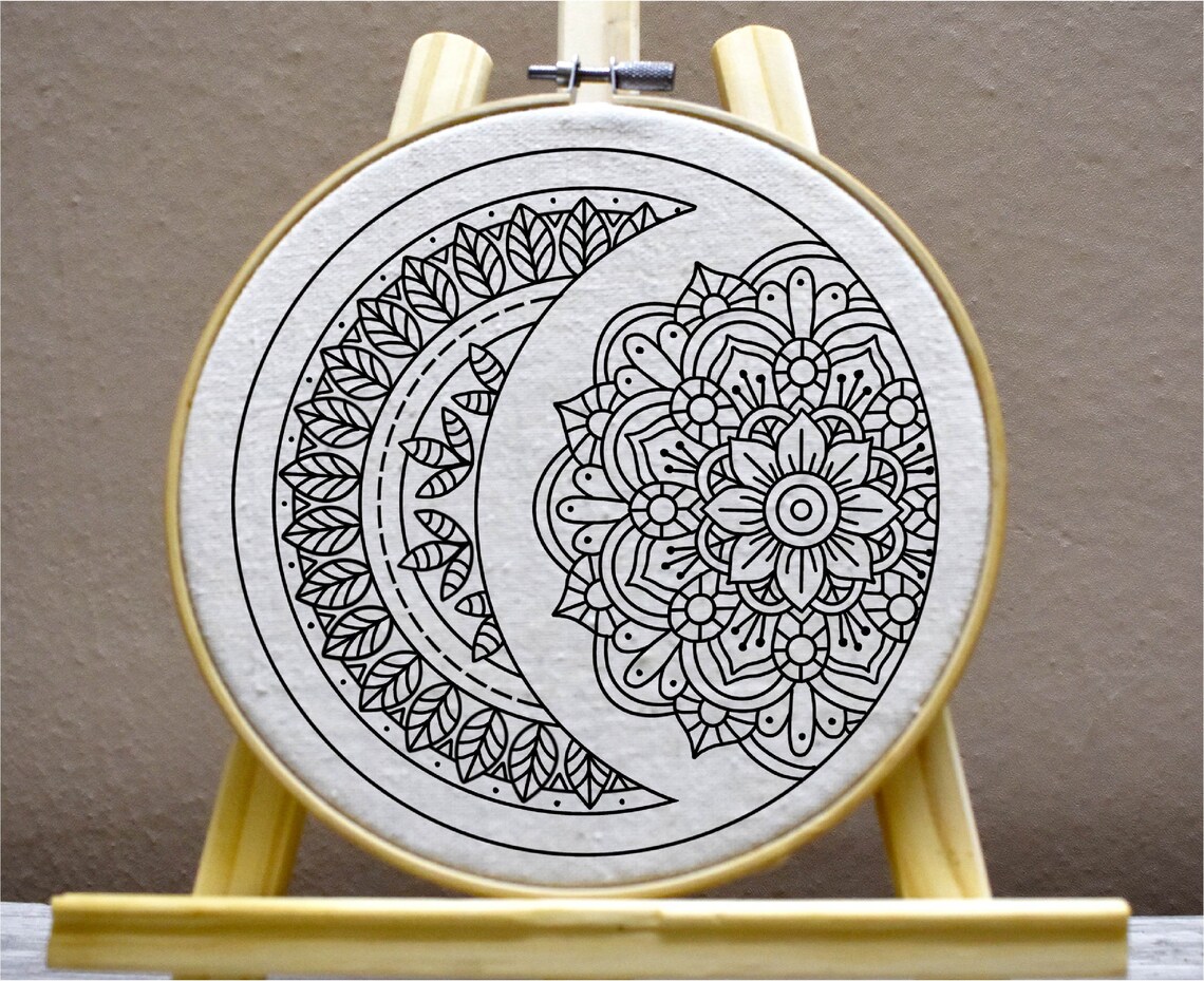 Mandala Embroidery Pattern Mandala Hand Embroidery Moon Mandala ...