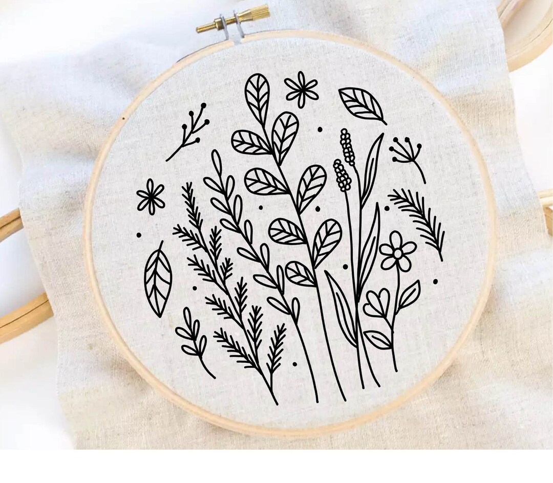Plants Hand Embroidery Pattern Botanical Embroidery Wildflower ...