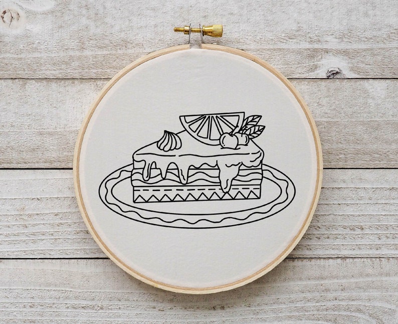 Cake Embroidery Pattern Cake Sampler Hand Embroidery Food - Etsy
