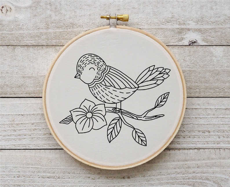Bird Hand Embroidery Pattern Bird Flower Embroidery Cute Bird - Etsy