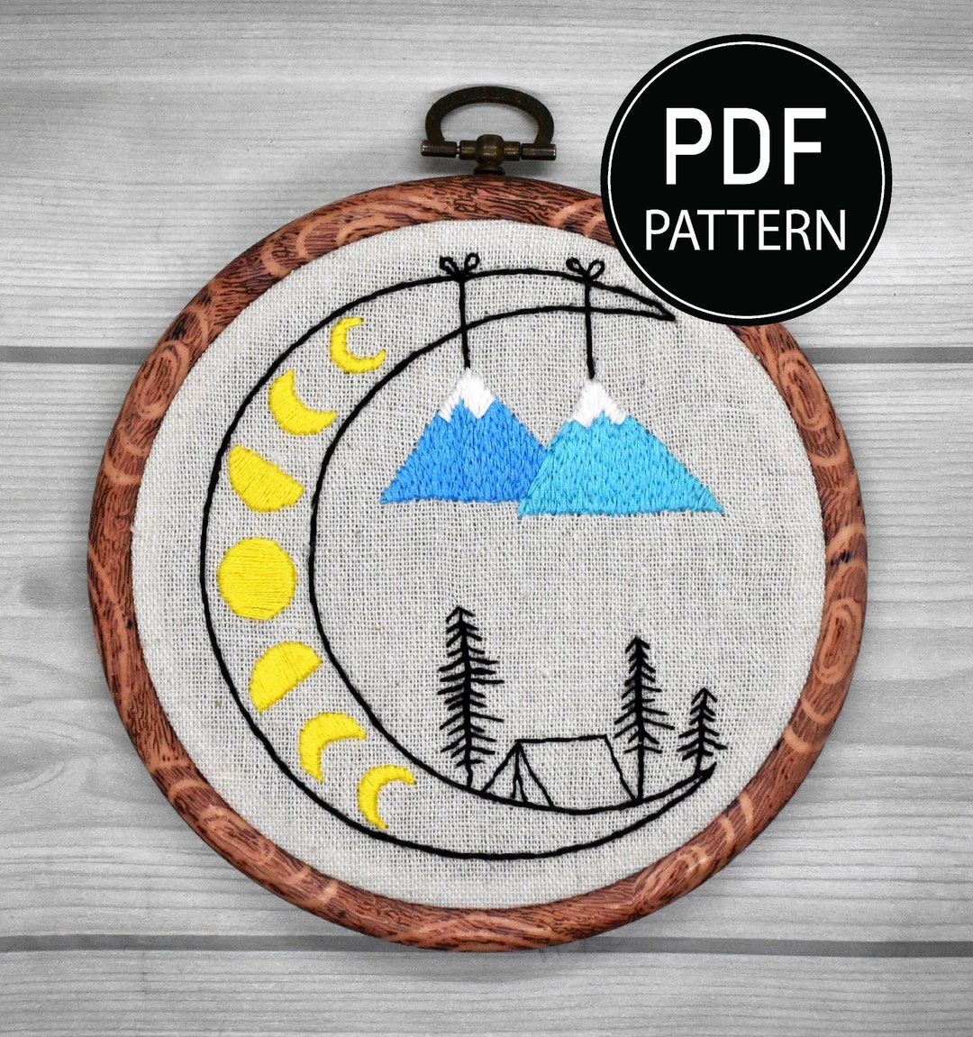 Moon and Lunar Phases Embroidery Pattern Moon Phases Embroidery Pattern ...