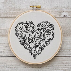 Love Hand Embroidery Pattern Love Flower Embroidery Valentine Hand ...