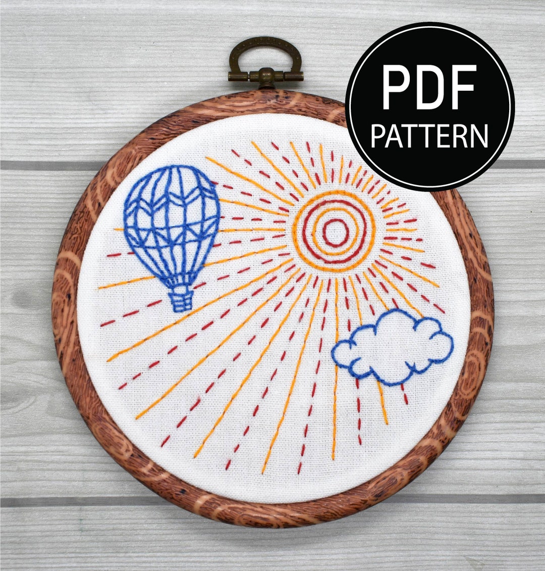 Hot Balloon Sunshine Embroidery Pattern/hot Balloon Embroidery Kit ...