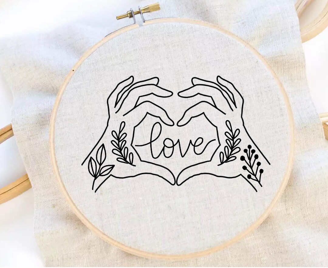Love Hand Embroidery Pattern Love Flower Embroidery Valentine Hand ...
