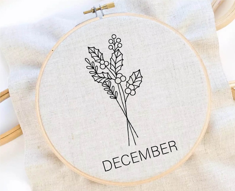 Birth Month Flower Embroidery Pattern December Flower - Etsy
