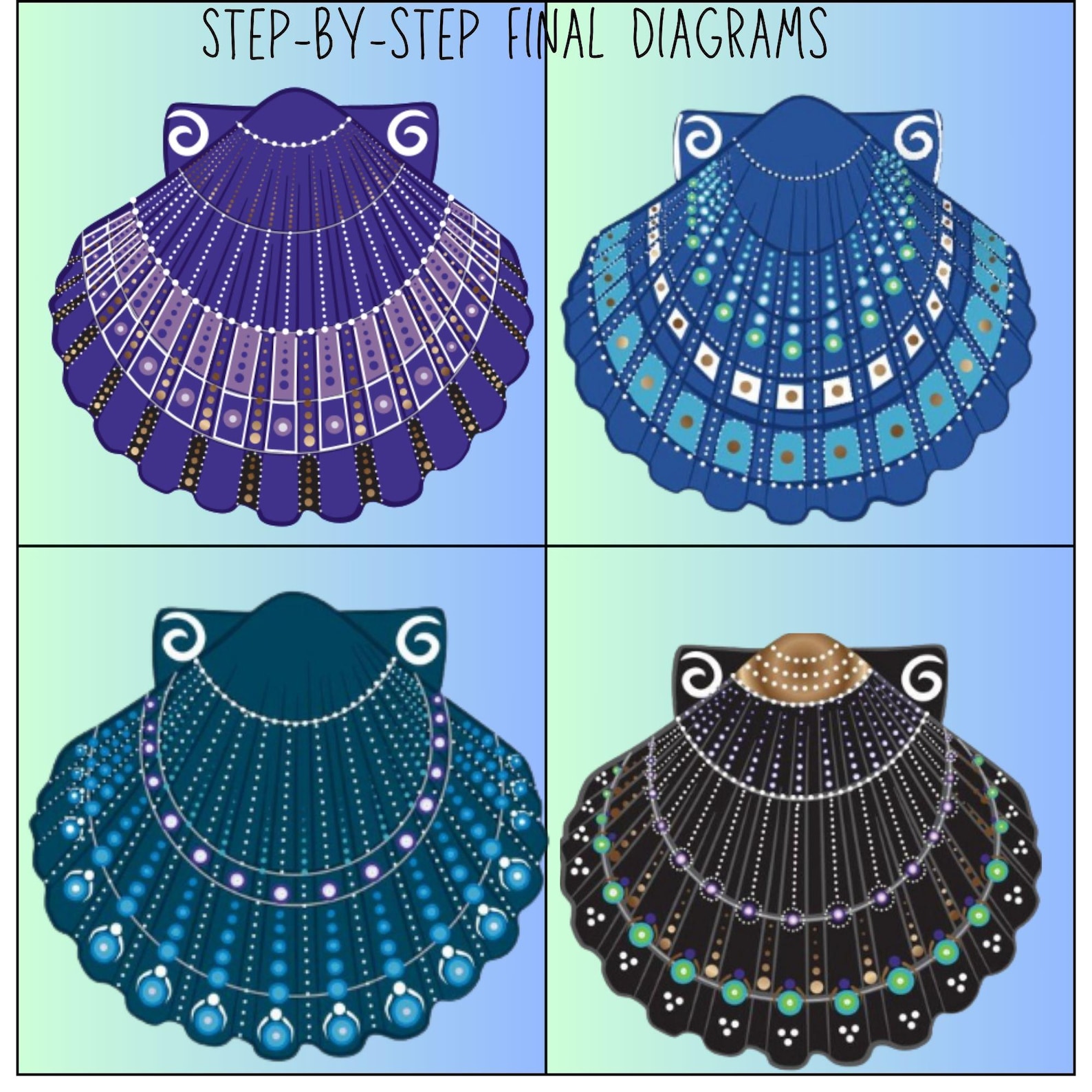 Painted Scallop Shell Patterns, Digital Downloads, Instant Shell Art ...