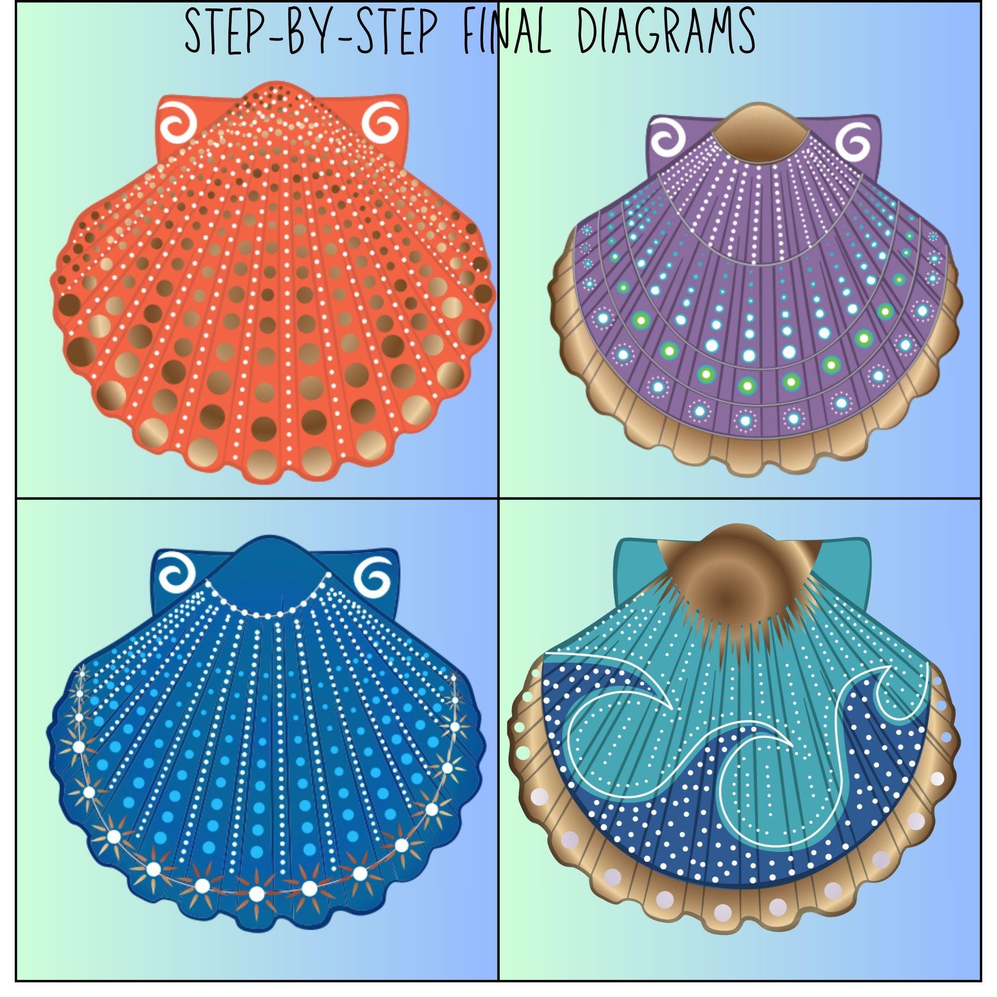 Painted Scallop Shell Pattern, Digital Download, Instant Shell Art ...