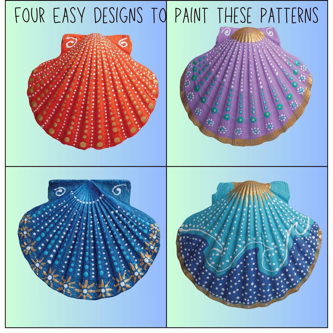 Painted Scallop Shell Pattern, Digital Download, Instant Shell Art ...