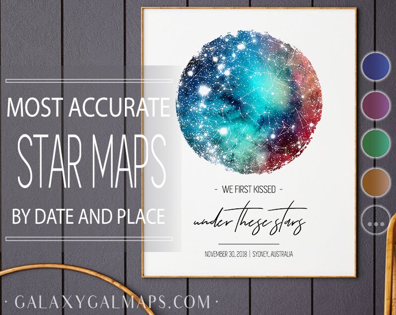 Custom Star Map REAL Night Sky Map Constellation Poster | Etsy Canada
