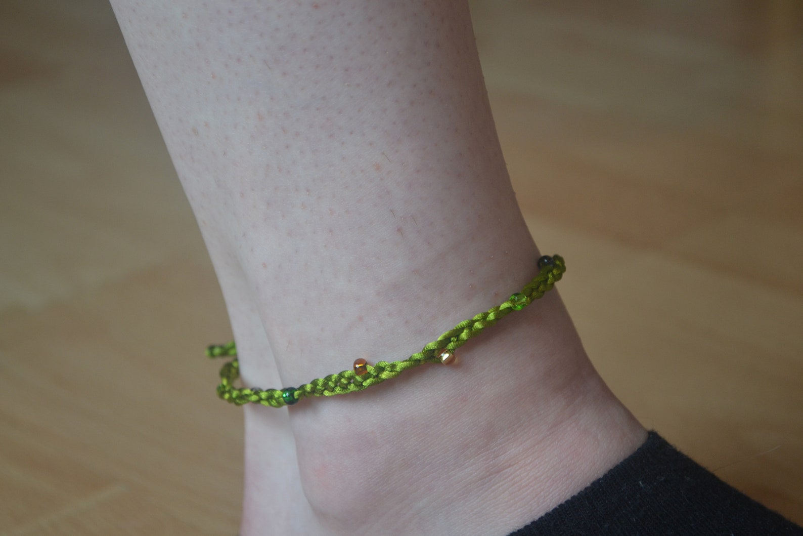 Beaded Macramé Anklet With Braided Satin Cord - Etsy