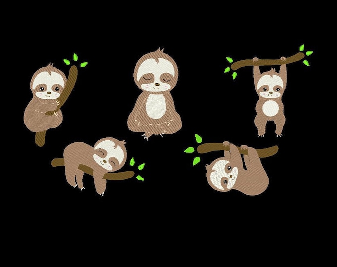 Sloth Embroidery Design SET MINI 4 Sizes Each Design 20 - Etsy